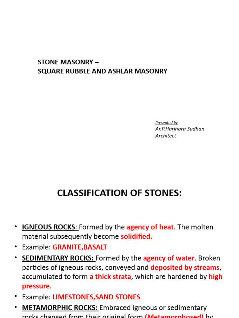 Square Rubble and Ashlar Masonry | PDF | Masonry | Rock (Geology)