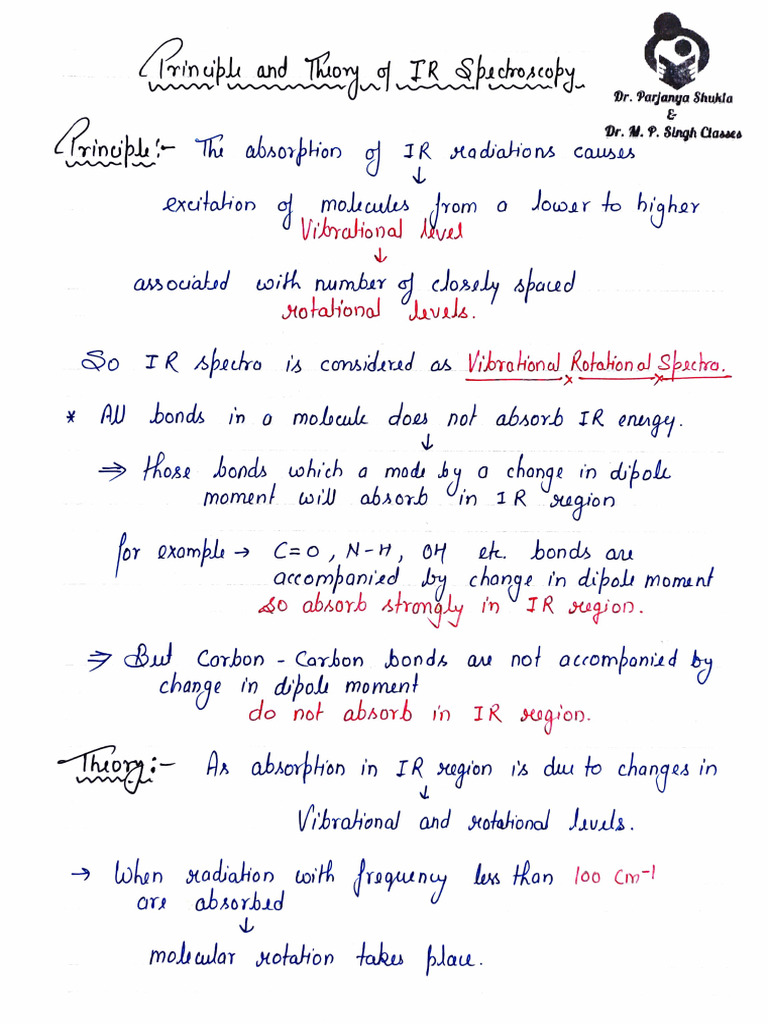 IR Spectroscopy Principle and Theory | PDF | Chemistry