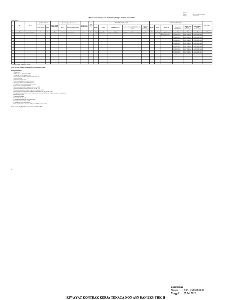 Pendataan Kontrak Kerja Tenaga Non Asn Dan Eks-thk-II Eva | PDF