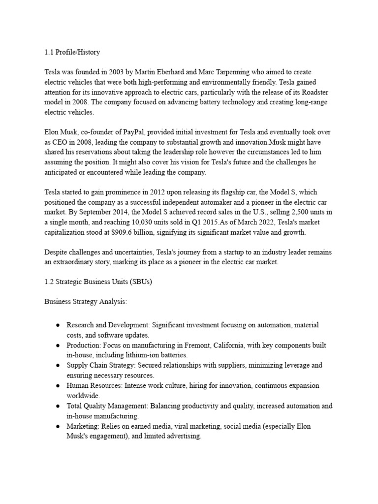 Tesla Overview | PDF | Electric Car | Sustainable Energy