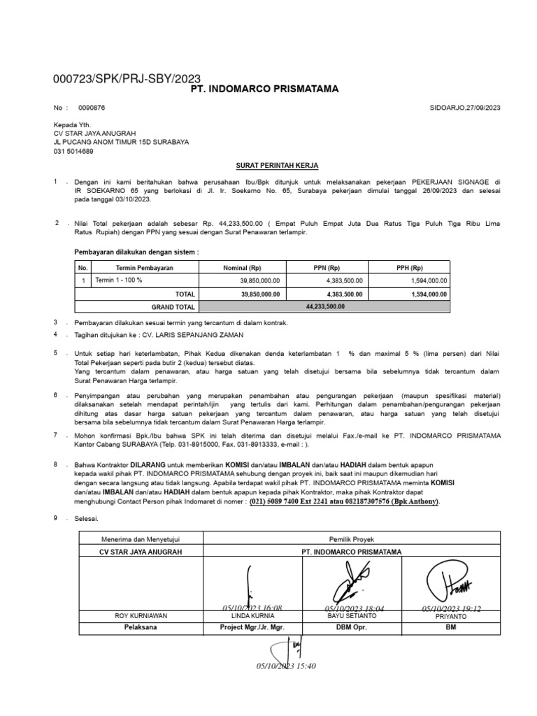 SPK - No SPK0090876 Star Sig Soekarno 65 (Approved) | PDF