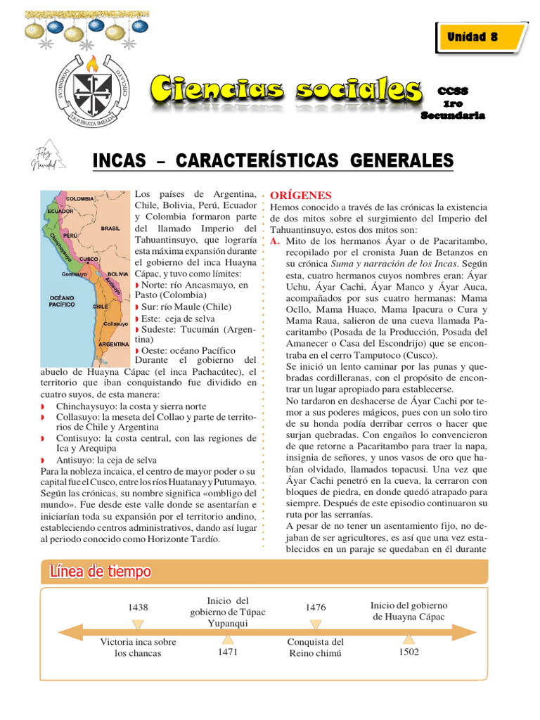1º CC - Ss. Características Generales de Los Incas | PDF | Imperio Inca ...