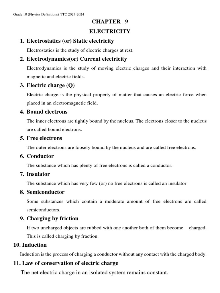 Grade 10 Physics Def Chapter 9 | PDF | Science & Mathematics | Technology & Engineering