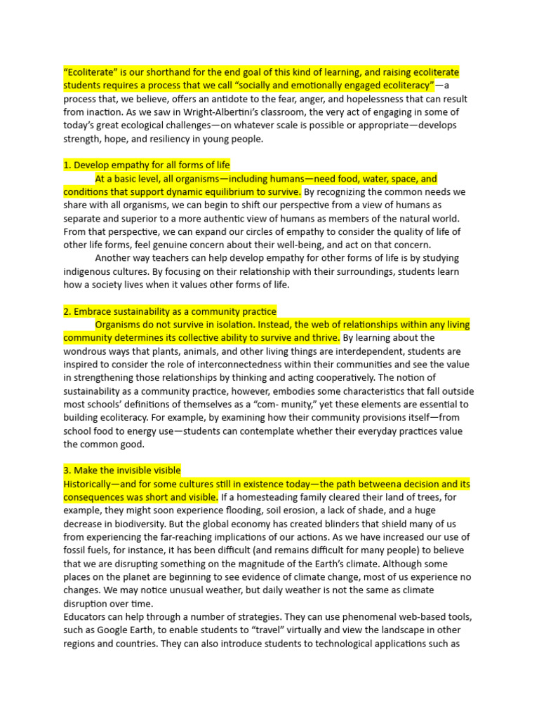 Ecoliterate | PDF | Sustainability | Empathy