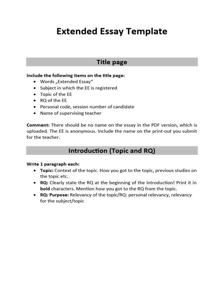 Extended Essay Template | PDF | Essays | Understanding