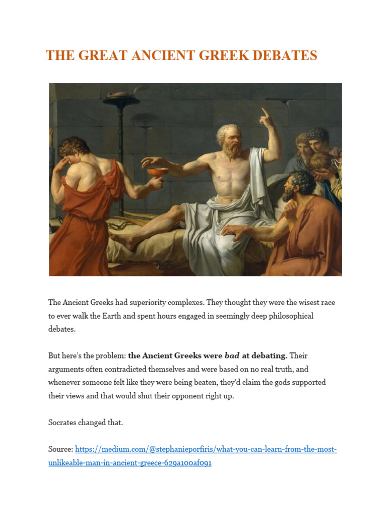Ancient Greece Debate Topics | PDF | Socrates | Ancient Greece