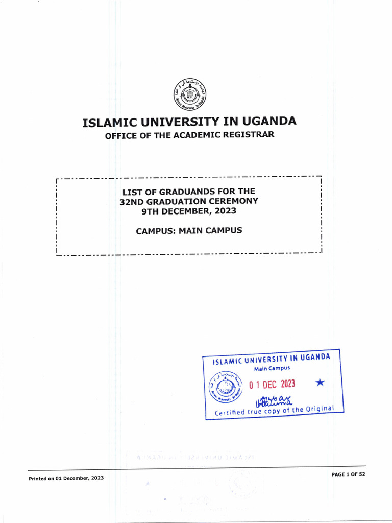 32nd Graduation List - December 2023 | PDF