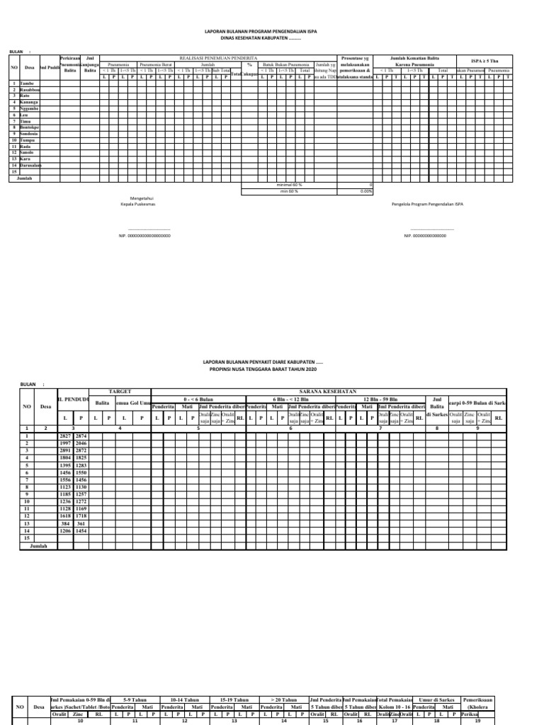 Format Laporan Ispa Diare | PDF