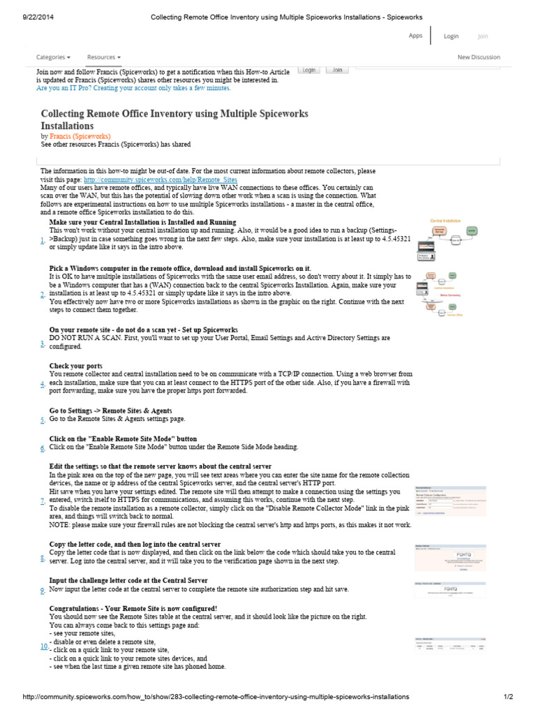 Collecting Remote Office Inventory Using Multiple Spiceworks ...