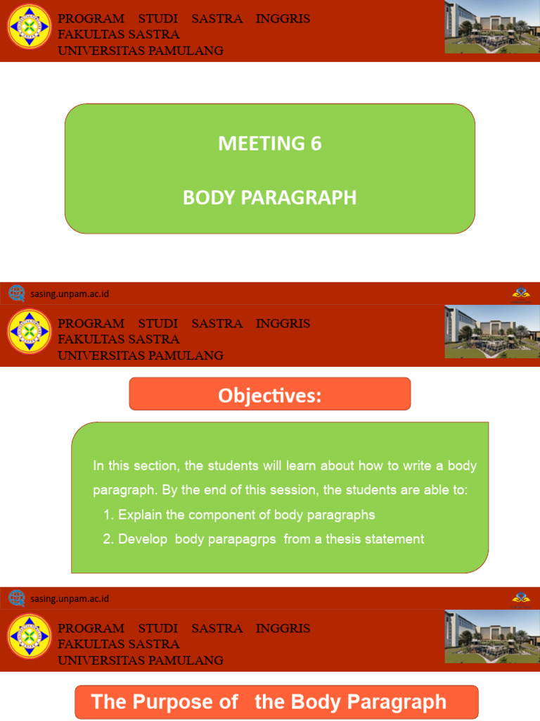 Meeting 6 Body Paragraph | PDF | Essays | Paragraph