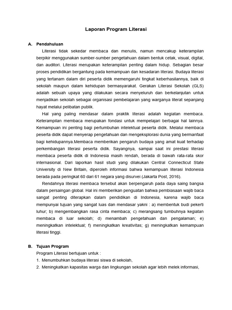Laporan Program Literasi | PDF | Kesehatan Holistik