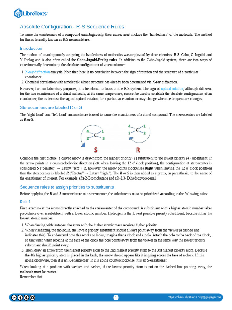 R-S Nomenclature Guide | PDF | Chemistry | Physical Sciences