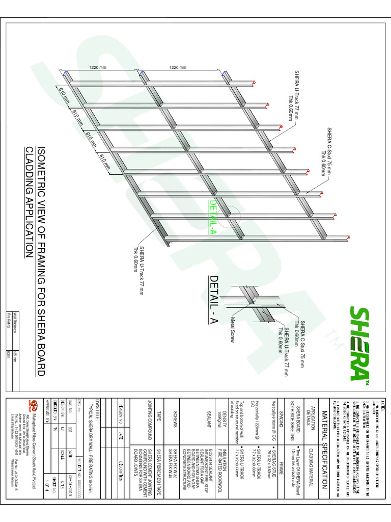 SHERA Dry Wall - 3 Hour Fire Rating | PDF | Wall | Concrete