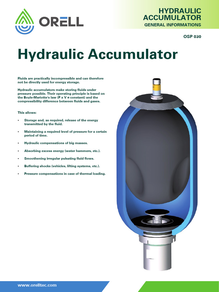 Hydraulic Accumulator Working Principles | PDF | Gas Technologies ...
