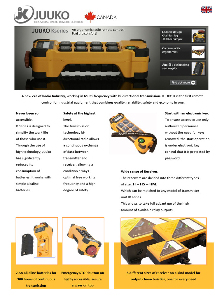 JUUKO K Series Remote Control Overview | PDF | Transmitter | Relay