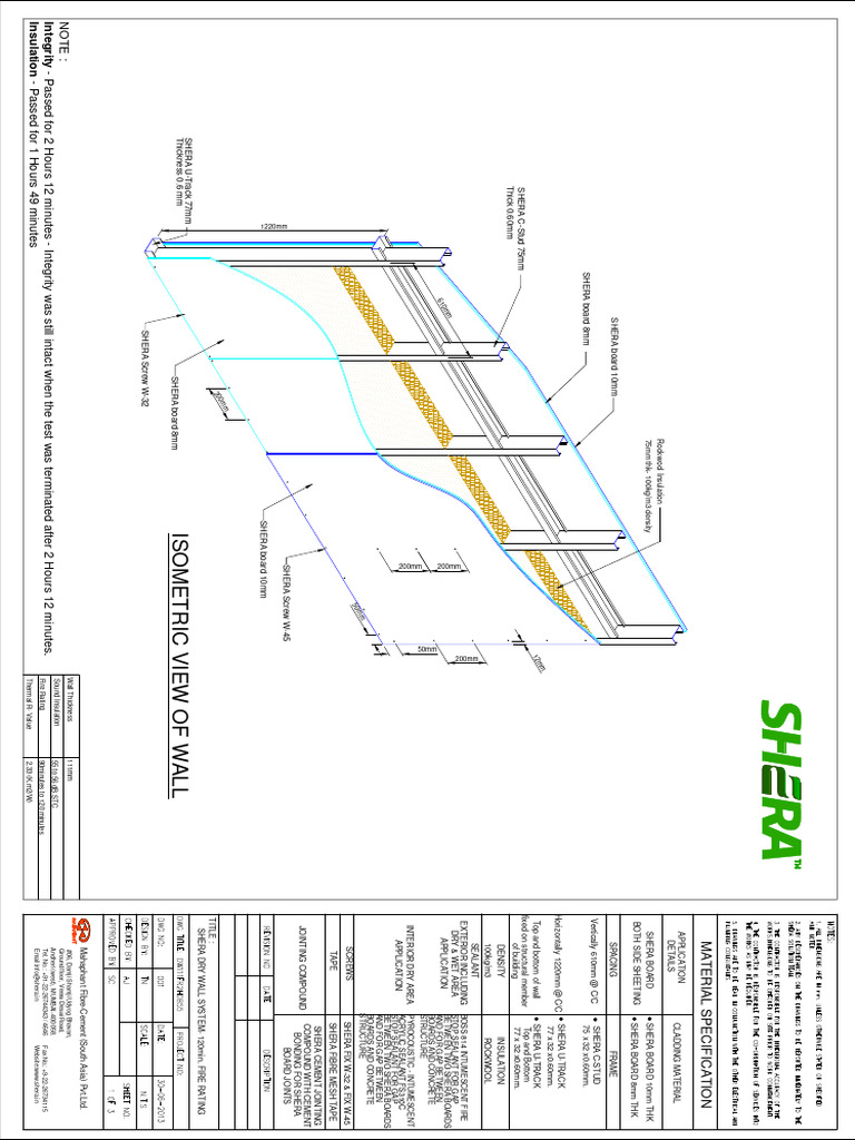 SHERA Dry Wall - 2 Hour Fire Rating | PDF | Wall | Concrete