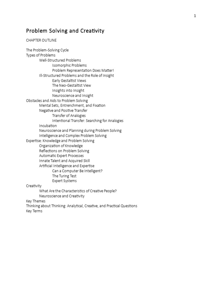 CP#11 - Problem Solving and Creativity | PDF | Creativity | Expert