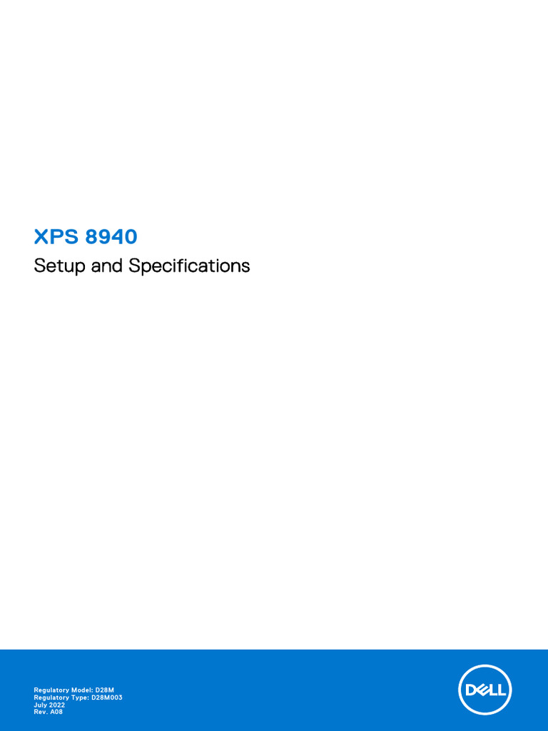 Xps 8940 Setup and Specifications en Us | PDF | Wi Fi | Ieee 802.11