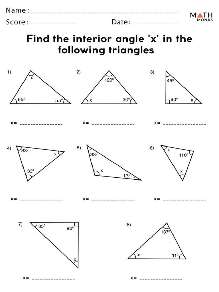 Triangle Angle Sum Worksheet | PDF