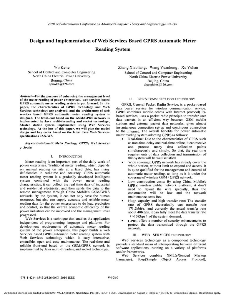 GPRS-Based Automated Meter Reading System | PDF | General Packet Radio Service | Web Service