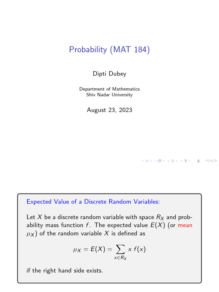 Lecture 3 - Fall 2023 | PDF | Variance | Probability Distribution