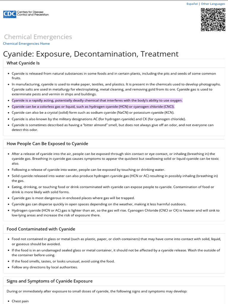 Cyanide - Exposure, Decontamination, Treatment - Chemical Emergencies ...