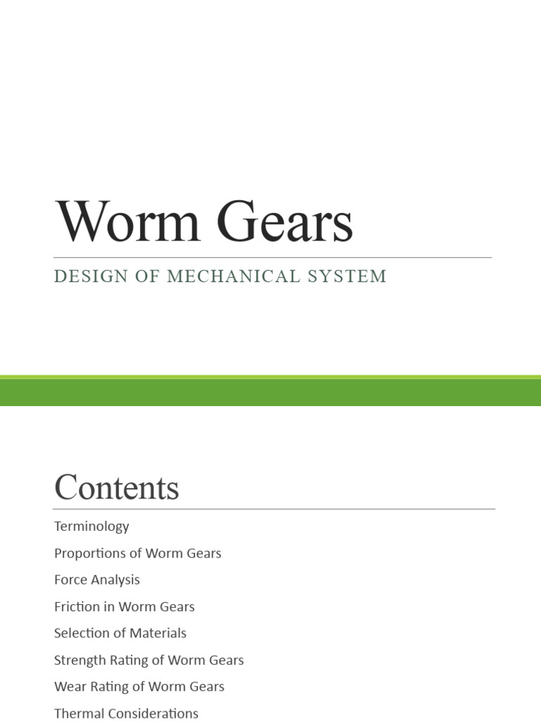 Worm Gears Design | Download Free PDF | Gear | Friction
