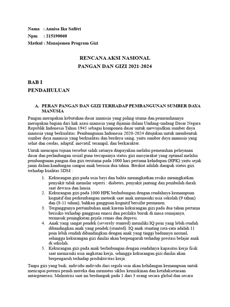 Resume Manajemen Program Gizi | PDF