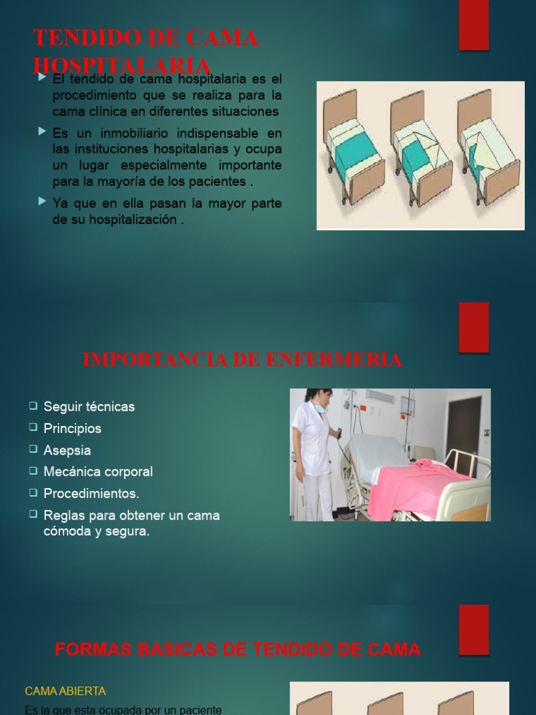 Tipos y técnicas de tendido de cama hospitalaria | PDF