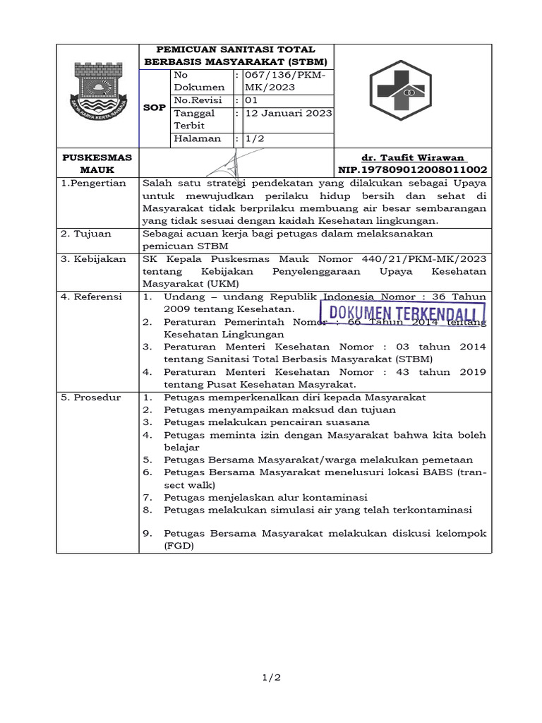 SOP Pemicuan Sanitasi STBM Masyarakat | PDF
