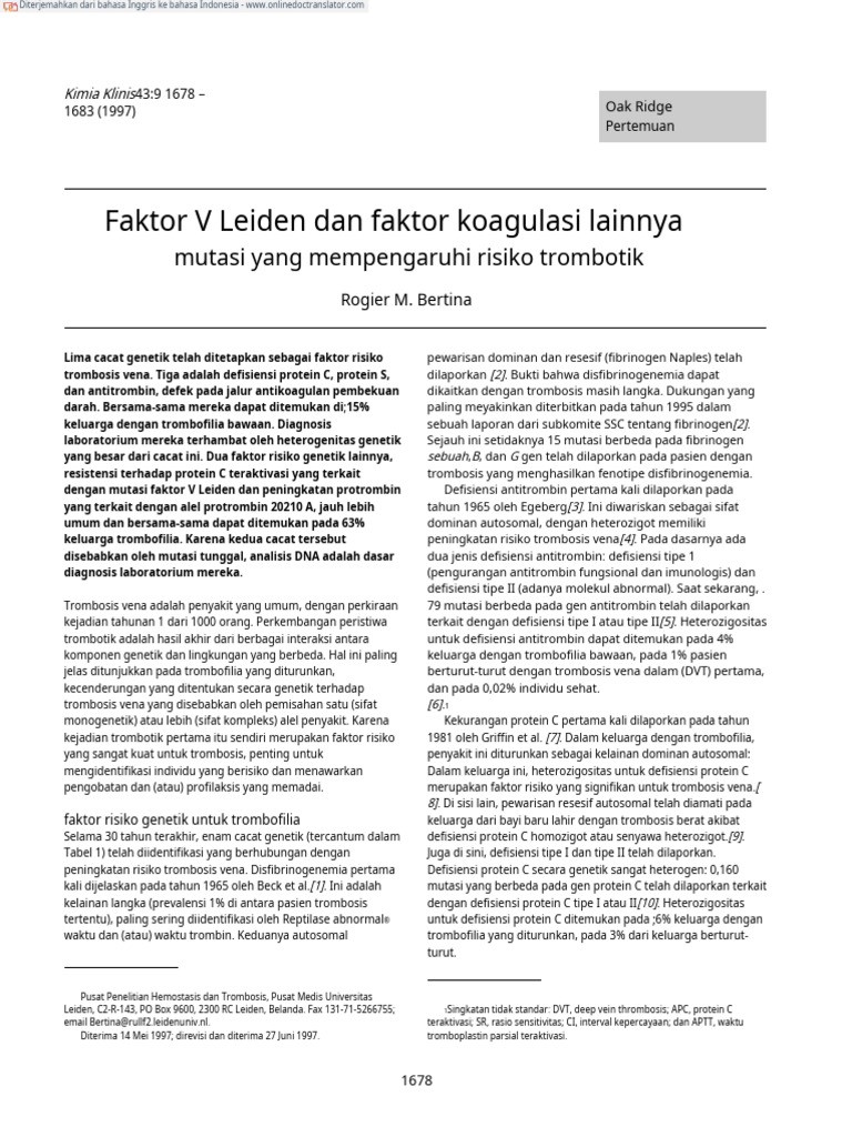 Factor V Leiden and Other Coagulation Factor Mutations Affecting ...