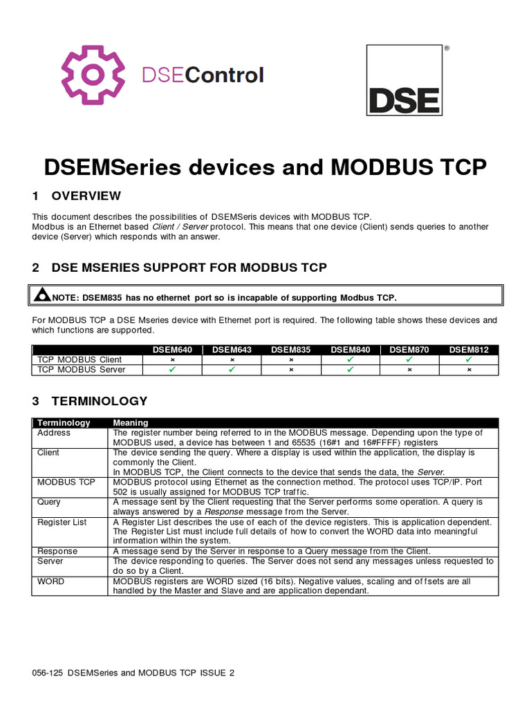 056-125 Mseries Modbus | PDF | Port (Computer Networking) | Transmission Control Protocol