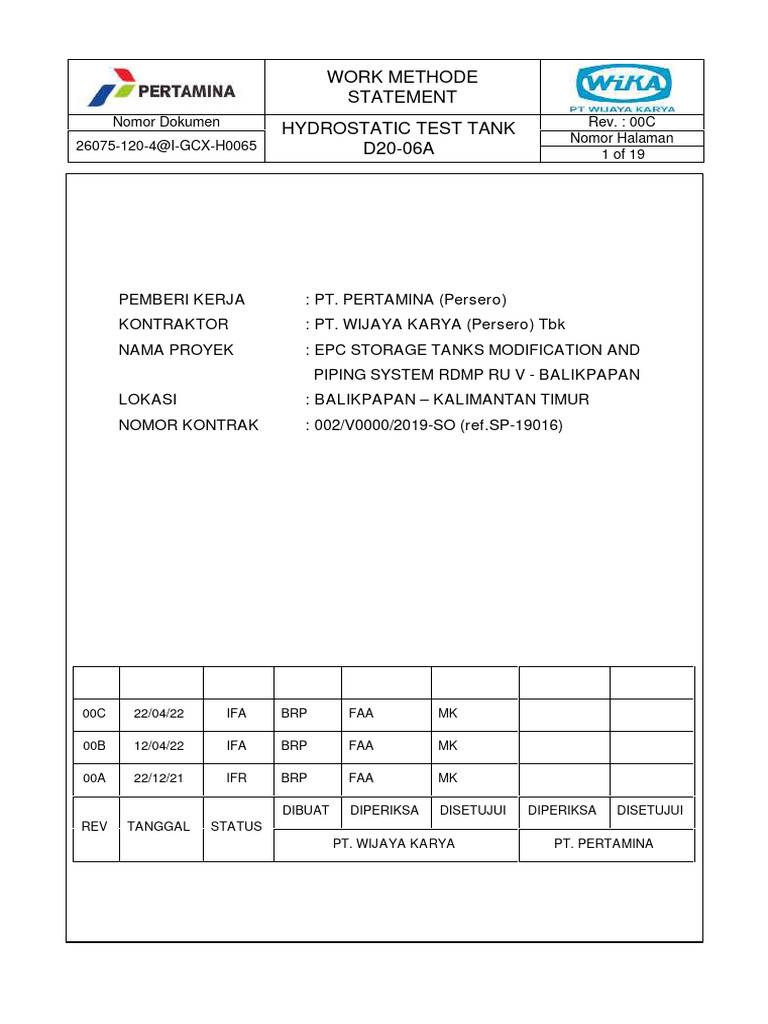 WMS Hydrotest Tank D20-06A Rev.001 | PDF
