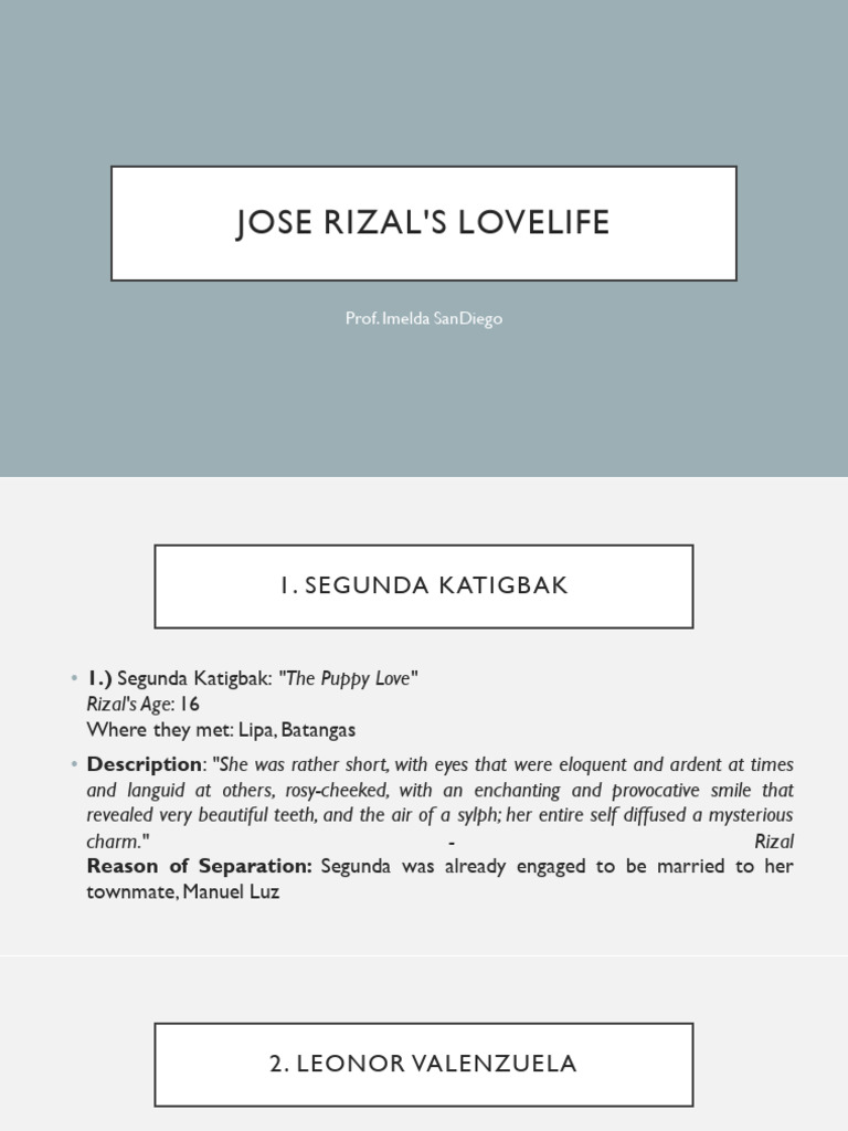Jose Rizals Love Life 1 | PDF | Philippines