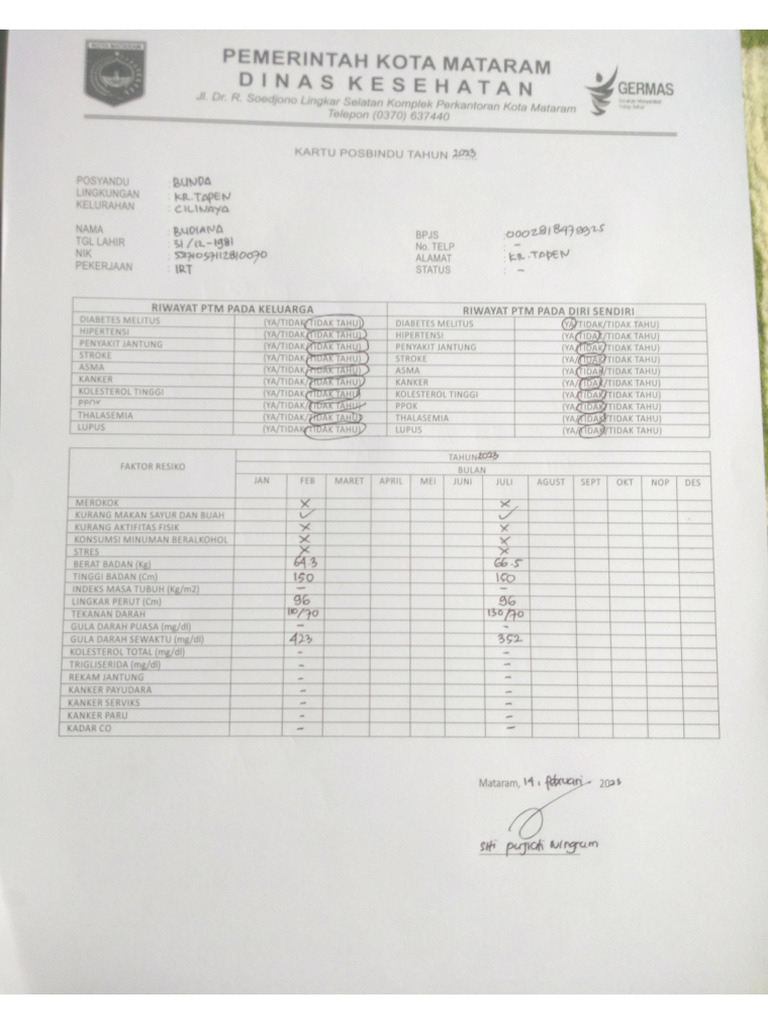 Kartu Posbindu | PDF