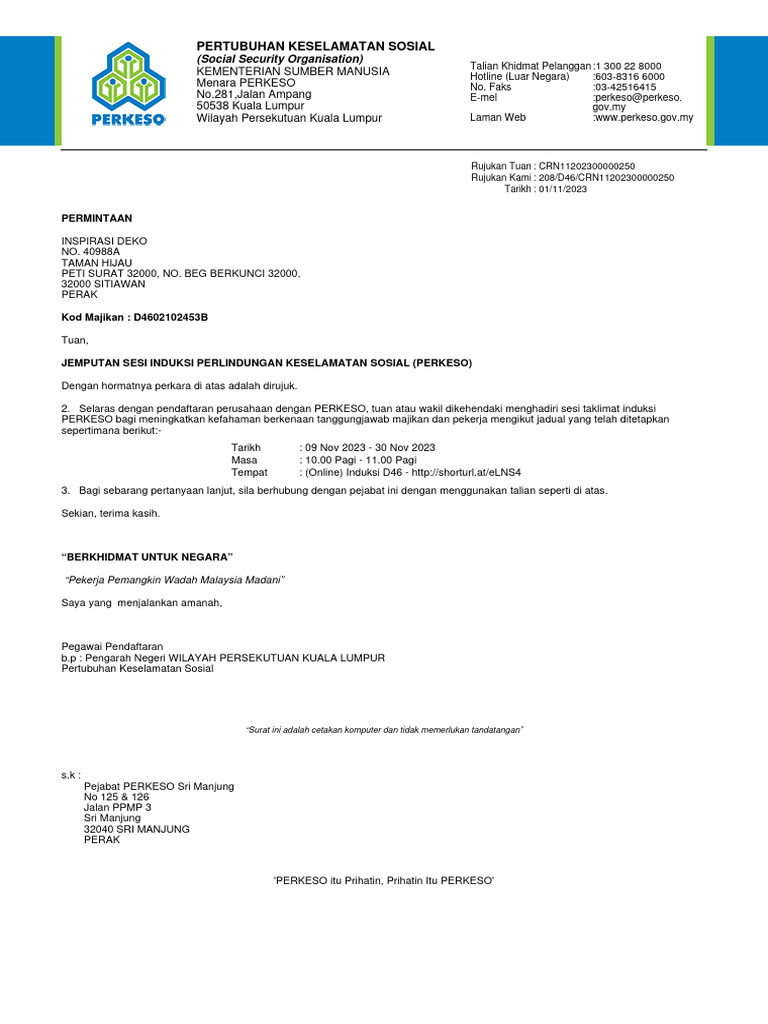 Letter of Induction | PDF