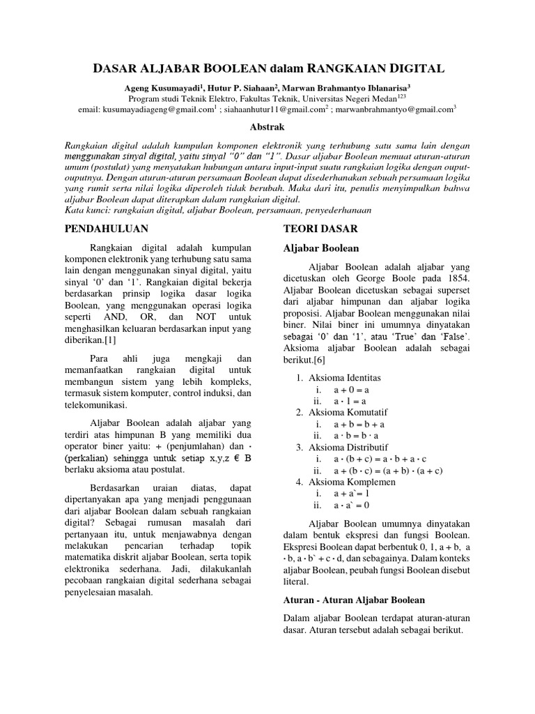 Jurnal Dasar Aljabar Boolean | PDF