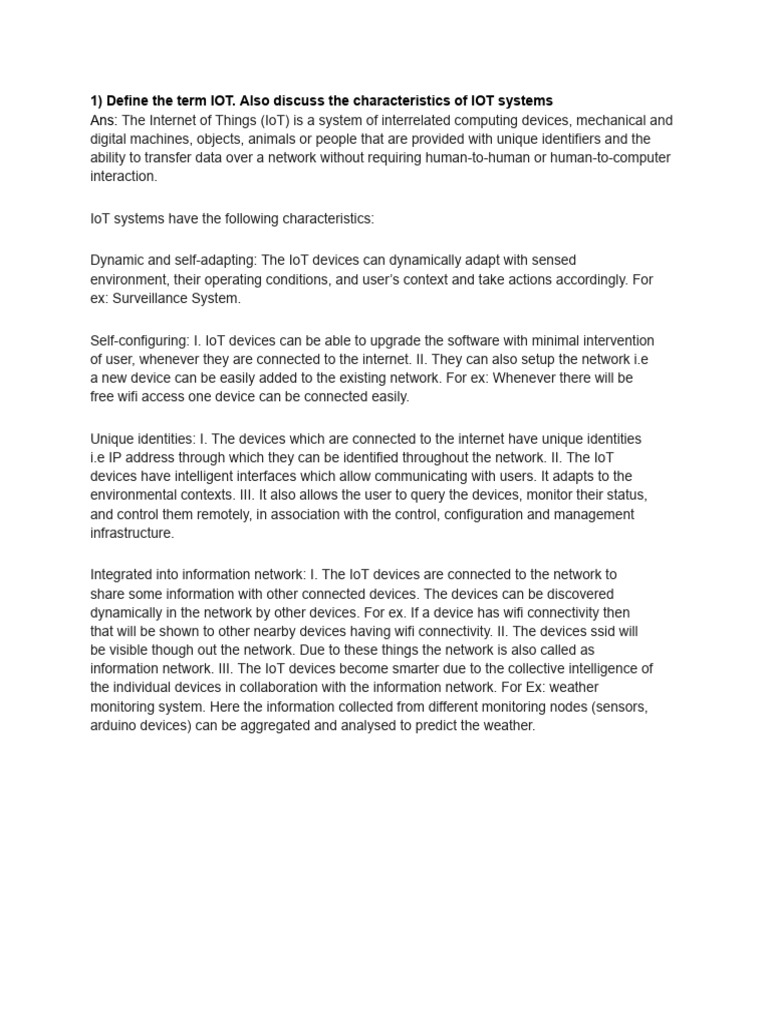 IoT QB Ans | PDF | Internet Of Things | Computer Network