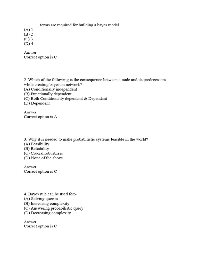 Unit Iii ML MCQ | PDF | Bayesian Network | Statistics Unit Iii ML MCQ | PDF | Bayesian Network | Statistics