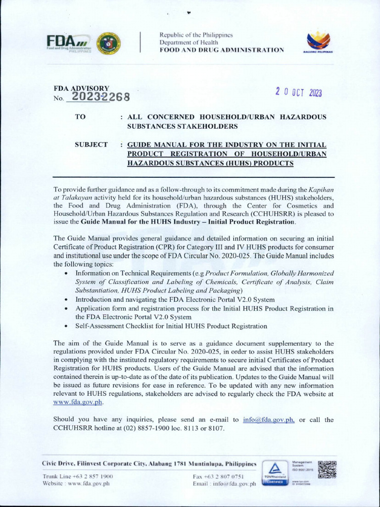 FDA Advisory No.2023 2268 | PDF