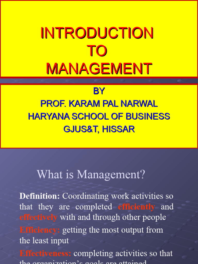 01 An Introduction To Management | PDF | System | Cognition