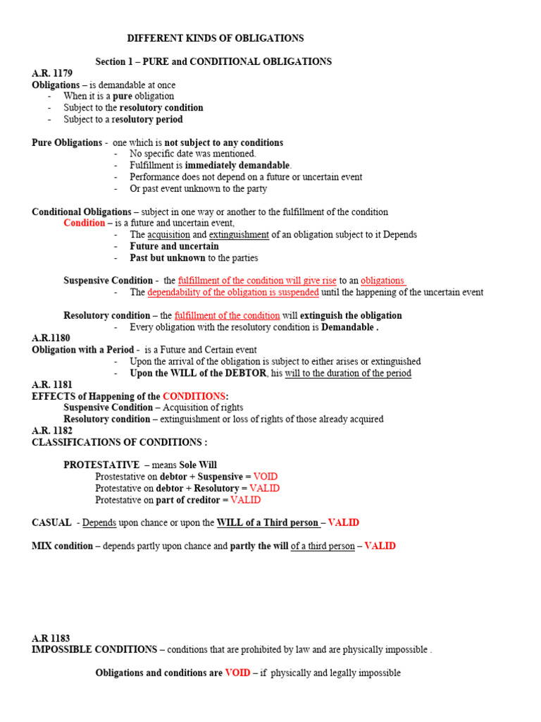 Types and Effects of Obligations | PDF | Guarantee | Law Of Obligations