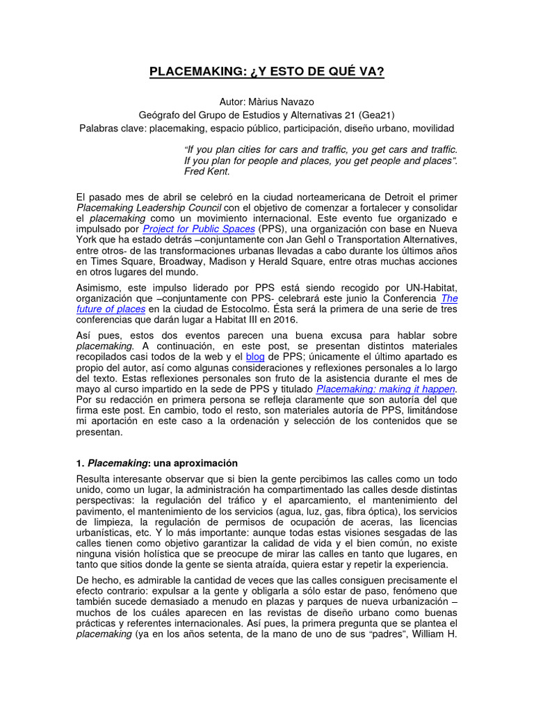 Placemaking V3 | PDF | Calle | Ciudadanía