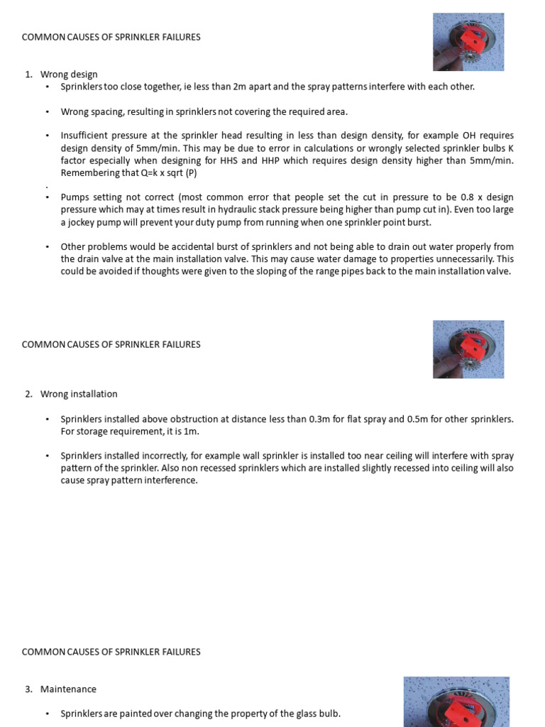 Common Causes of Sprinklers Failures | PDF | Fire Sprinkler System | Pump