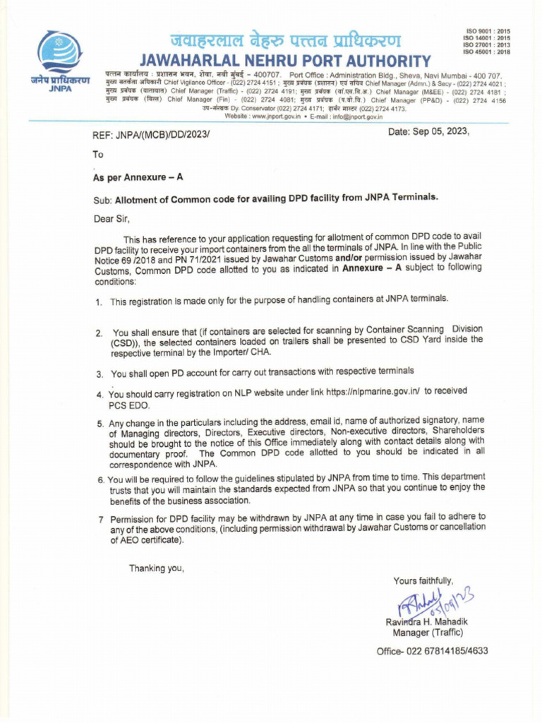 DPD Permossion Letter 05 - Sep | PDF