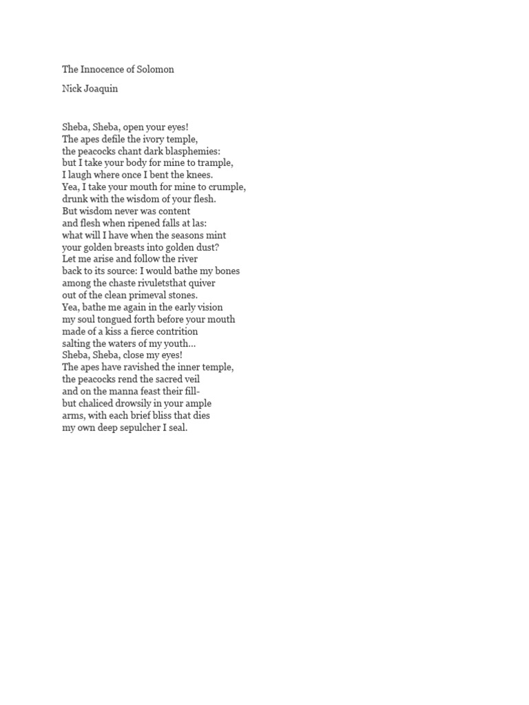 The Innocence of Solomon: A Poetic Reflection | PDF