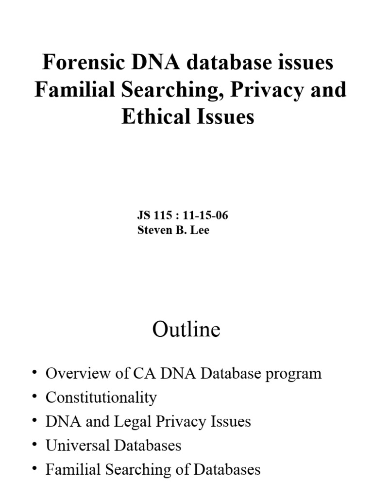 JS 115 Forensic DNA Databases 11-15-06 | PDF | Privacy | Dna Profiling