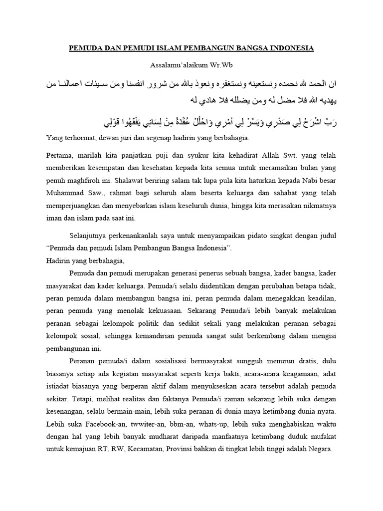 Pidato Peran Pemuda Dalam Islam | PDF | Gaya Hidup