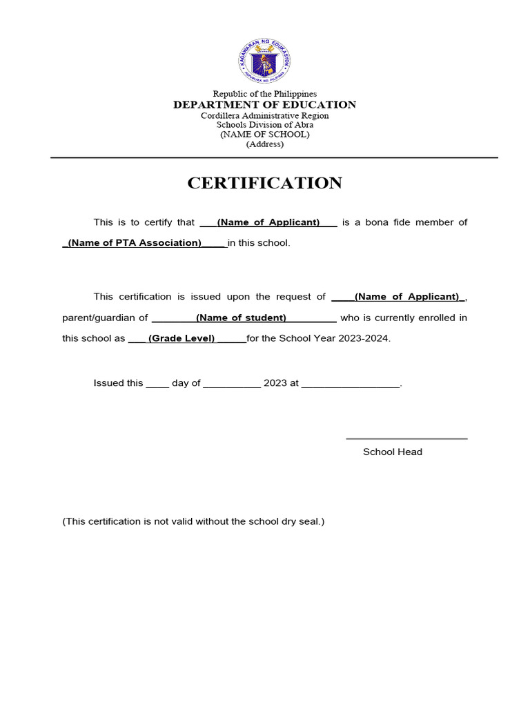 PTA Membership Certification | PDF