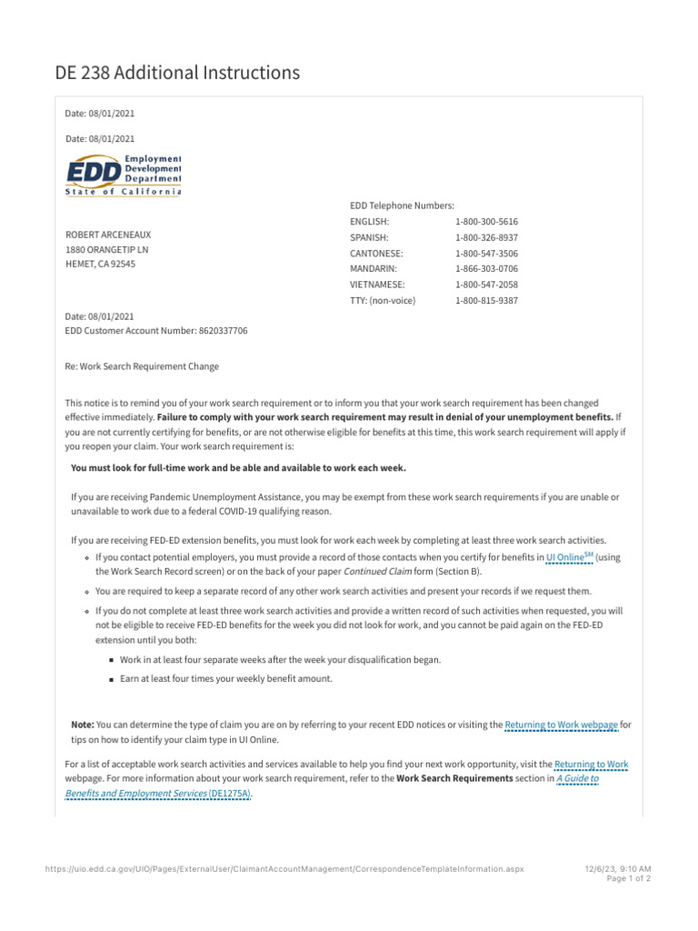 Work Search Requirement Update | PDF | Unemployment Benefits | Business